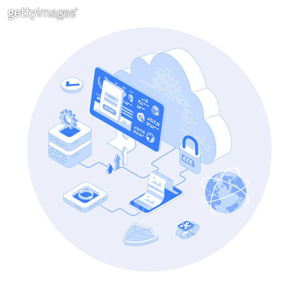 Cloud computing, data storage, database system. Cloud storage server ...