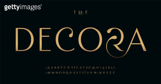 Modern premium alphabet, elegant golden letters with sophisticated tail ...