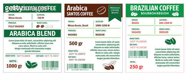 Brazilian Coffee Labels template - Robusta Blend and Arabica Grade ...