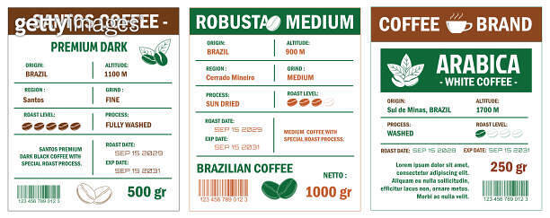 Brazilian Coffee Labels template - Robusta Blend and Arabica Grade ...