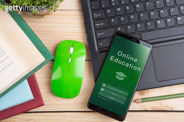 E - learning concept, online education login or registration screen ...