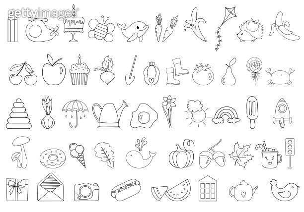 Coloring Page Set Of Simple Objects For Toddlers From 3 Years To Color ...