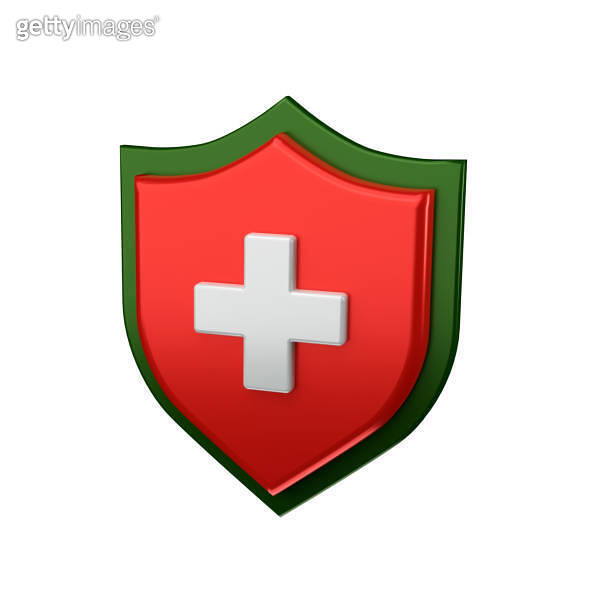 Medical shield to protect health with a cross. The concept of being ...