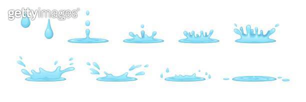 Water splash animation. Blue liquid frame by drop movement. Dropping ...