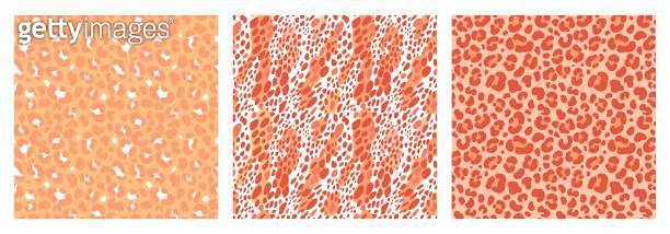 Peach fuzz animal seamless patterns. Color 2024. Gentle modern safari ...