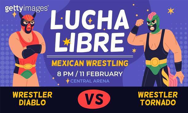 Mexican fighting show poster. Fight invitation. Professional wrestlers ...