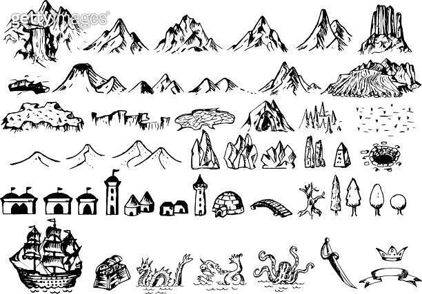 Fantasy Map Elements 21 May 2024 이미지 (2154135780) - 게티이미지뱅크