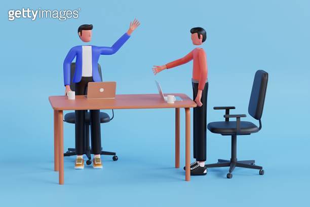 Businessman doing successful negotiation 3d illustration. 3d ...