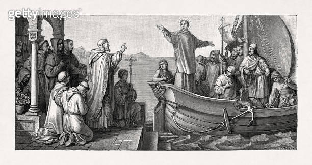 Saint Boniface receiving from Pope Gregory II in Rome the powers of ...