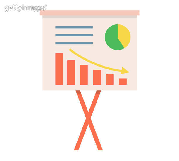 Flip chart with bar graph and pie chart presenting data. Business ...