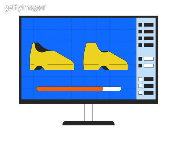 Shoes designing on computer screen 2D linear cartoon object (2111523840 ...