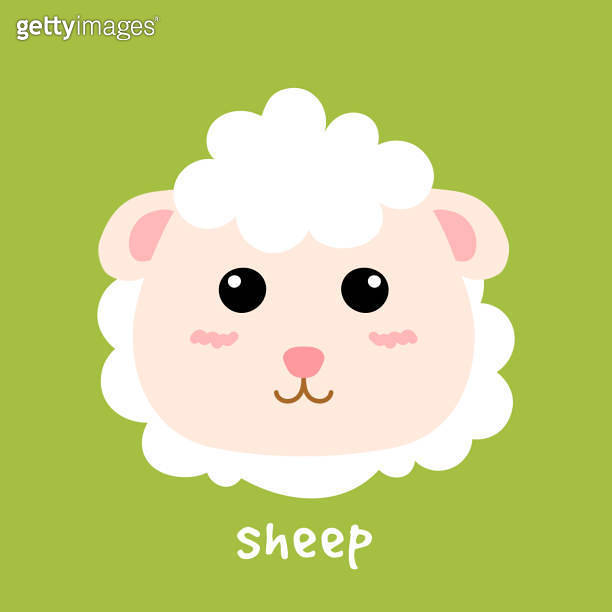 Cute Little Sheep Face Drawing Farm Animal Cartoon Vector Illustration ...