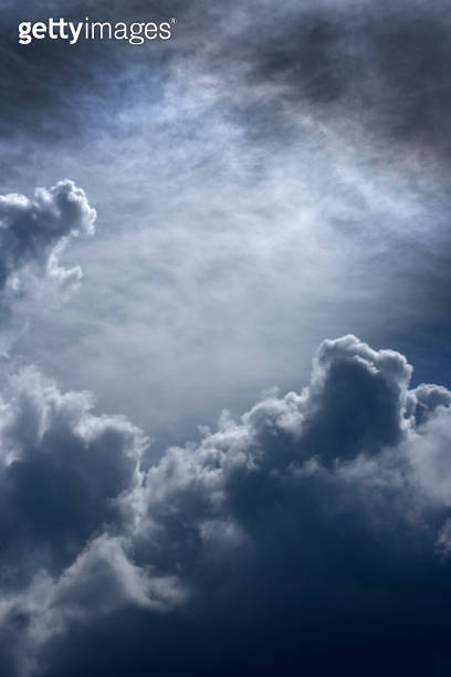 Vertical Dramatic dark storm rain clouds black sky background. Dark ...