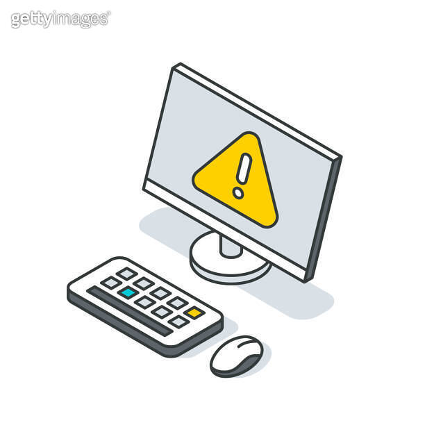 An output device displaying a yellow warning triangle symbol ...