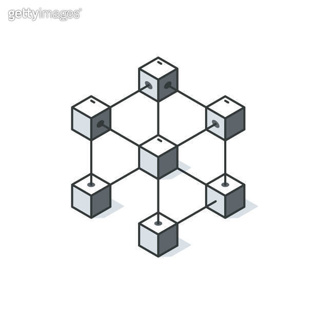 Blockchain isometric icon. Block validation in the blockchain ...