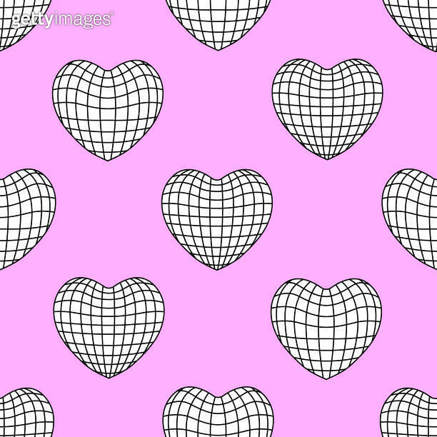 Seamless pattern with wireframe heart shapes 이미지 (2030899050) - 게티이미지뱅크