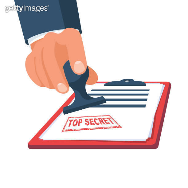 The person puts a stamp, top secret. Secret documents. Vector. 이미지 ...