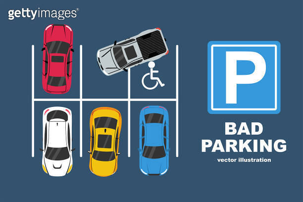 Bad parking. Good and bad parking examples. Top view. (1954774160) 일러스트 ...