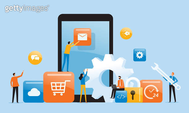 web design and mobile application design process concept with designer and developer team ...