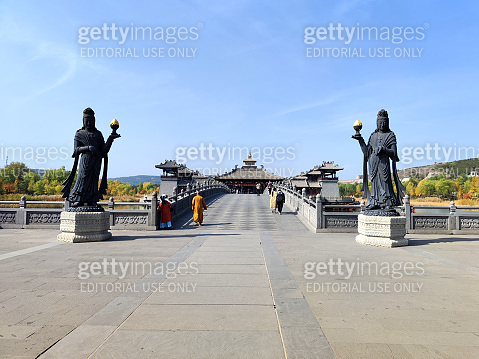 Qikong bridge at Lingyan temple, Yungang Grottoes Scenic Area, Datong ...