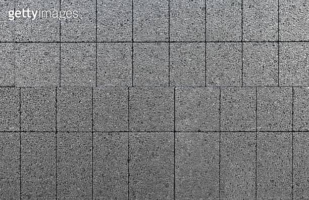 Gray expanded polystyrene insulation panels for exterior wall. It is ...