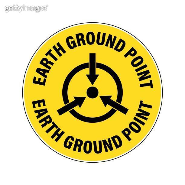 Earth ground point, floor sign with symbol and text. Circle. 이미지 ...