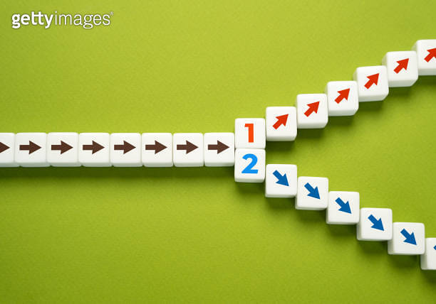 Choose from two route options. Choose the right path. The fork between ...