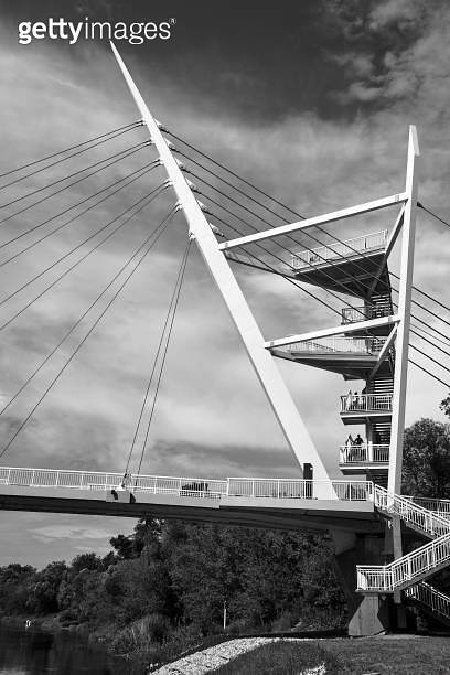 Viewing platforms on the cable-stayed bridge over the Warta River in ...