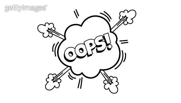 Pow comic bubble. Sound dialogue speech bubbles with word - Oops. Pop art expression in black ...