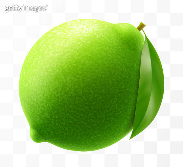 Green ripe raw lime isolated on transparent background. Whole lime with ...