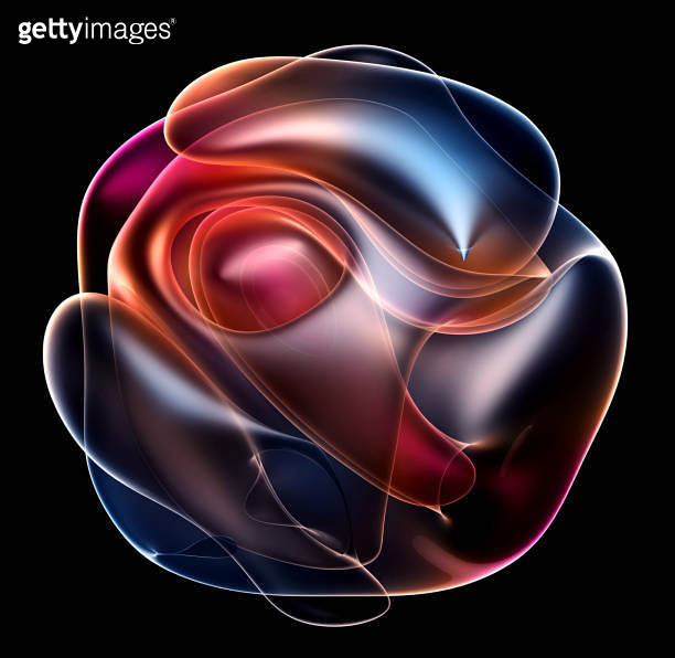 3D render of abstract art of surreal alien ball flower in spherical ...