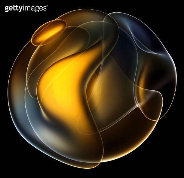 3D render of abstract art of surreal alien ball flower in spherical ...