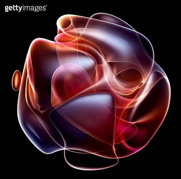 3D render of abstract art of surreal alien ball flower in spherical ...