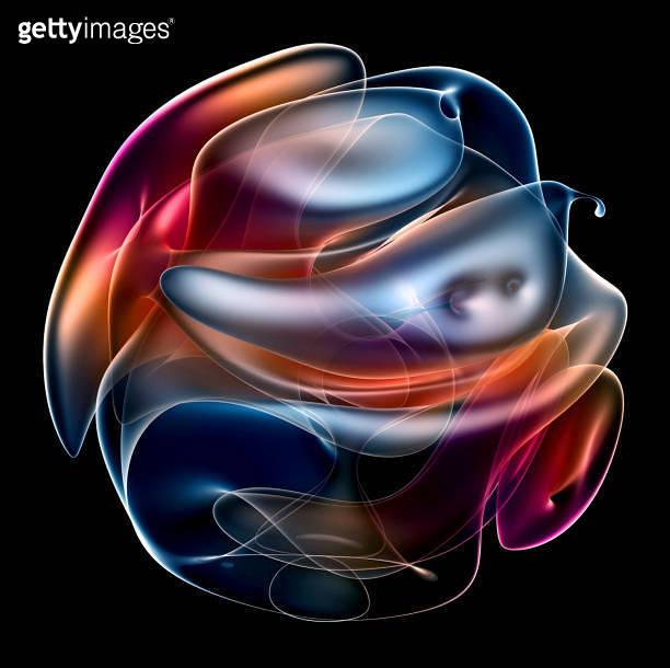 3D render of abstract art of surreal alien ball flower in spherical ...