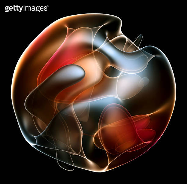 3D render of abstract art of surreal alien ball flower in spherical ...