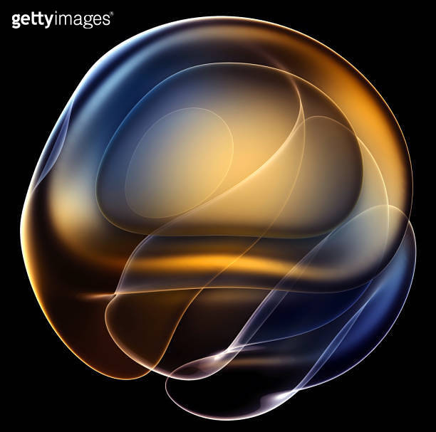 3D render of abstract art of surreal alien ball flower in spherical ...