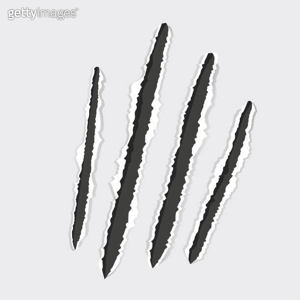 Clows scratches silhouette marks, cat or wild animal scrape track ...