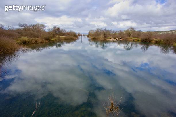 Syri i Sheganit (Sifoni i Virit) limestone karst spring of Shegan near ...