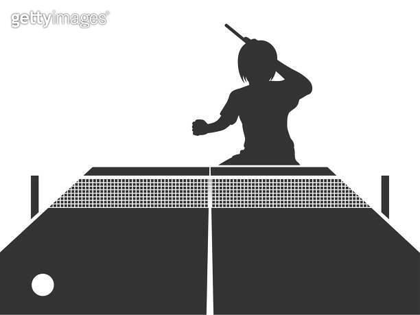 Silhouette illustration of a female table tennis player (left-handed ...