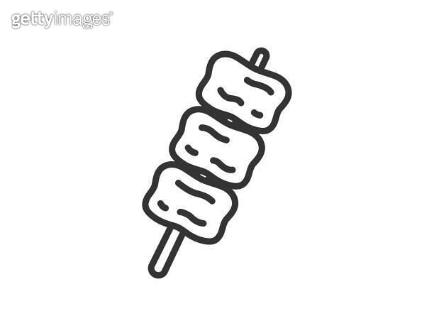 Illustration of a beef short ribs skewer icon (line drawing) from a ...