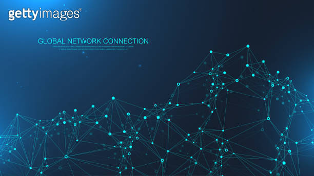 Global network connection banner design template. Header social network ...