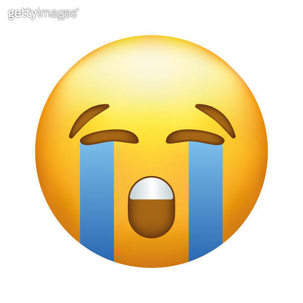 Loudly crying emoji. Yellow emoticon with streams of tears (1997718403 ...