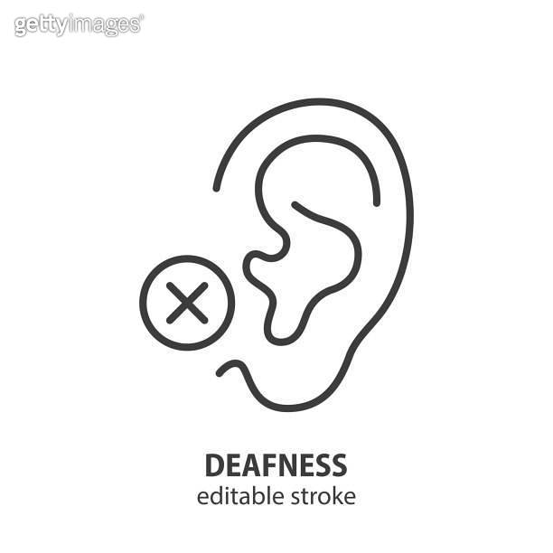 Symbol of deafness line icon. Ear sign. Editable stroke. Vector ...