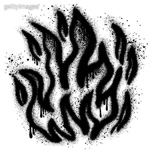 Spray Painted Graffiti Fire flame Sprayed isolated with a white ...