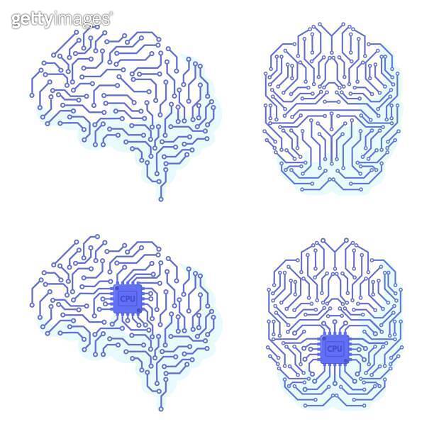 Electric circuit brain. Brains synapses electrons microchip circuit ...