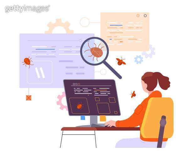 Bug Tester Woman Programmer Testing Software System For Error Or Virus Developer Looking