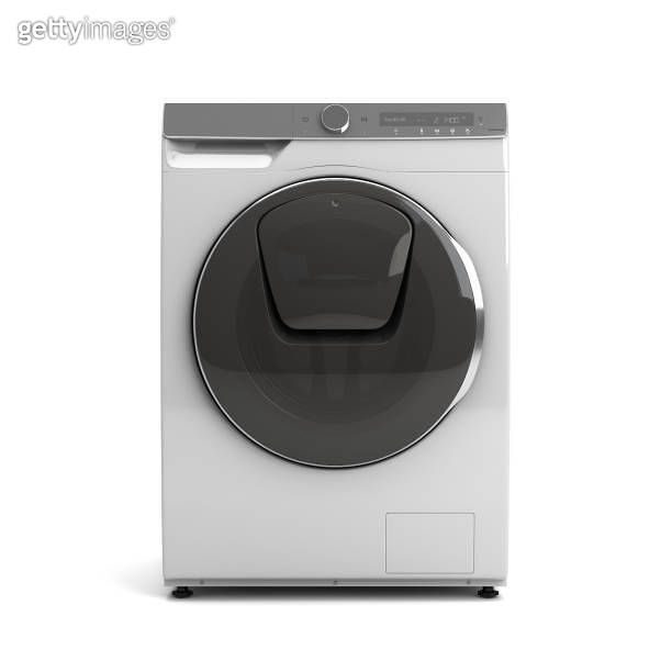 New modern Washing machine front view 3D render on white 이미지 ...