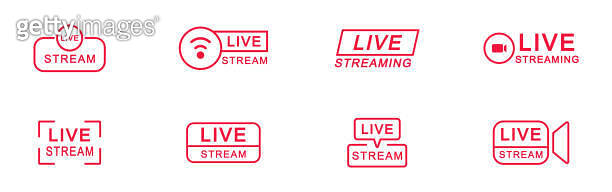 Live streaming icon set. Live broadcasting buttons and symbols. Set of ...