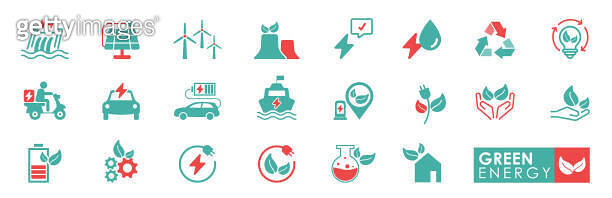 Green Energy Solid icon set. Ecology and green electricity icons ...