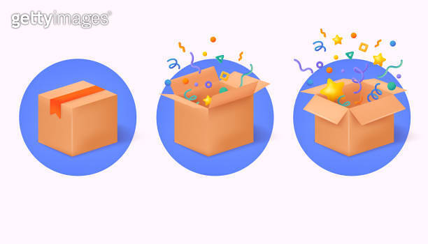 Set of 3 different boxes with confetti and ribbons. Great for ...